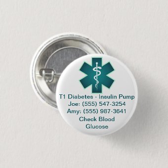 Custom Medical Alert Button Teal | Zazzle