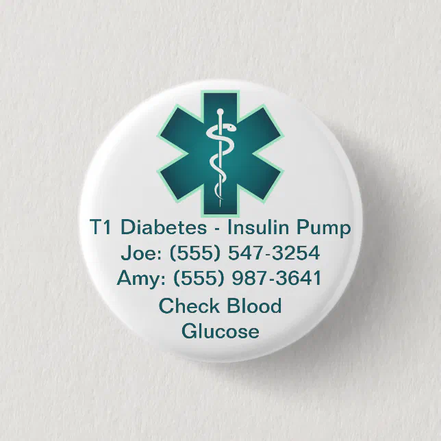 Custom Medical Alert Button Teal | Zazzle