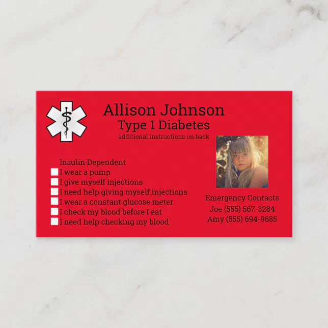 Custom Medical Alert Card Emergency Contacts | Zazzle