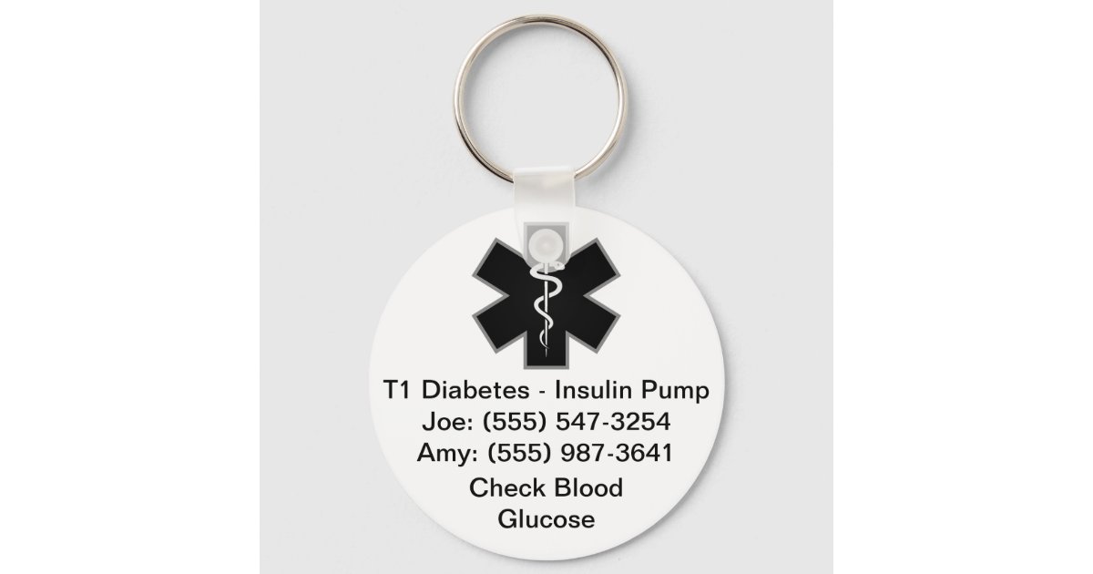 Custom Medical Alert Keychain Black | Zazzle