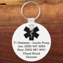 Custom Medical Alert Keychain Black | Zazzle