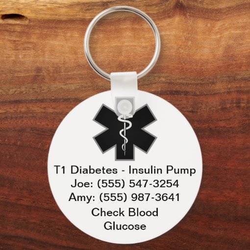 Custom Medical Alert Keychain Black | Zazzle