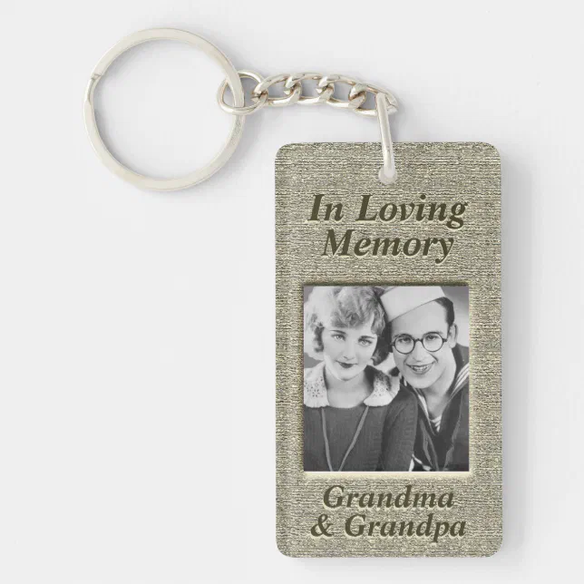 Custom Memorial Antique Gold Look Keychain | Zazzle