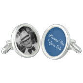 Custom Memorial Photo Groom Elegant Navy Blue Cufflinks | Zazzle