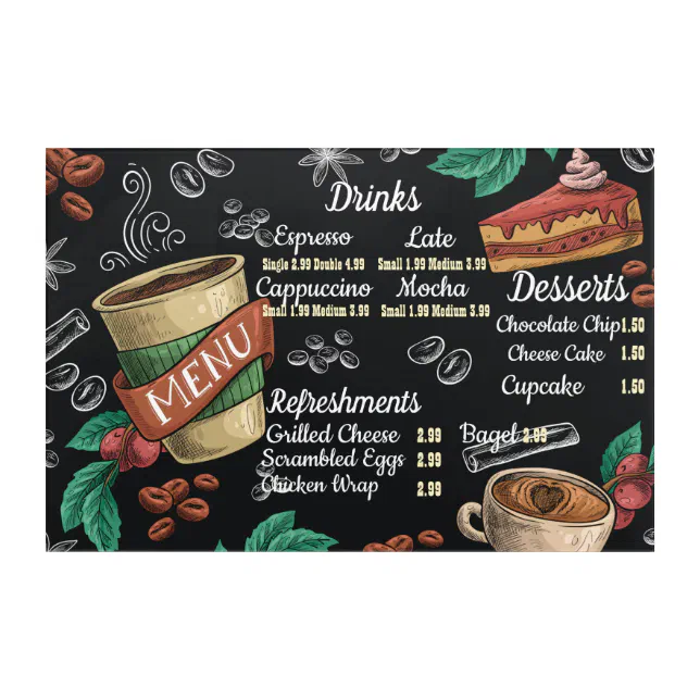 Custom Menu Acrylic Print | Zazzle