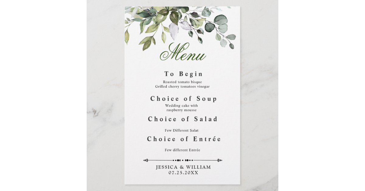 Custom Menu Card | Zazzle