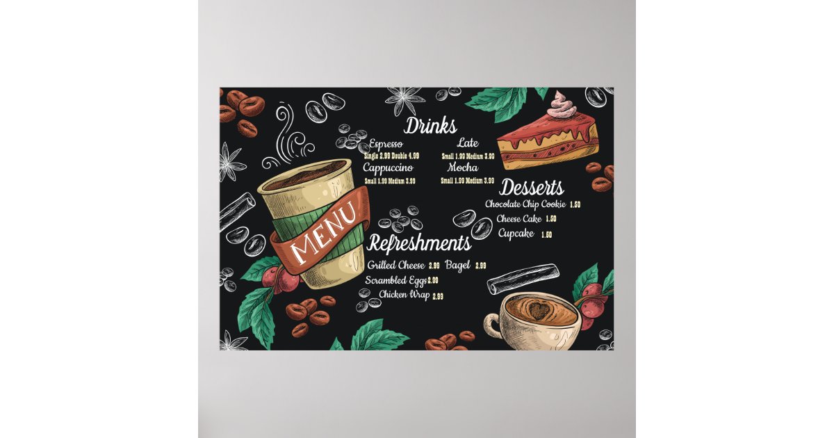 Custom Menu Poster | Zazzle