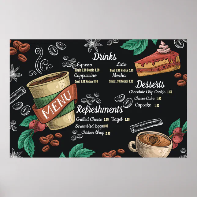 Custom Menu Poster | Zazzle
