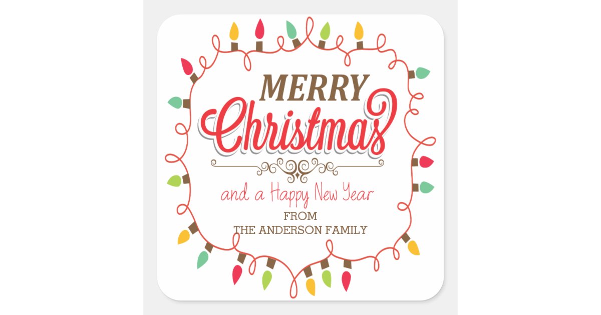 Custom Merry Christmas Bright Lights Sticker | Zazzle