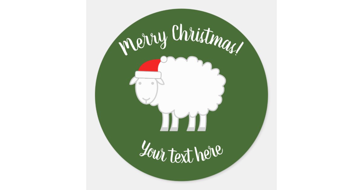 Custom Merry Christmas stickers with cute sheep | Zazzle
