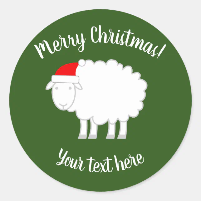 Custom Merry Christmas stickers with cute sheep | Zazzle