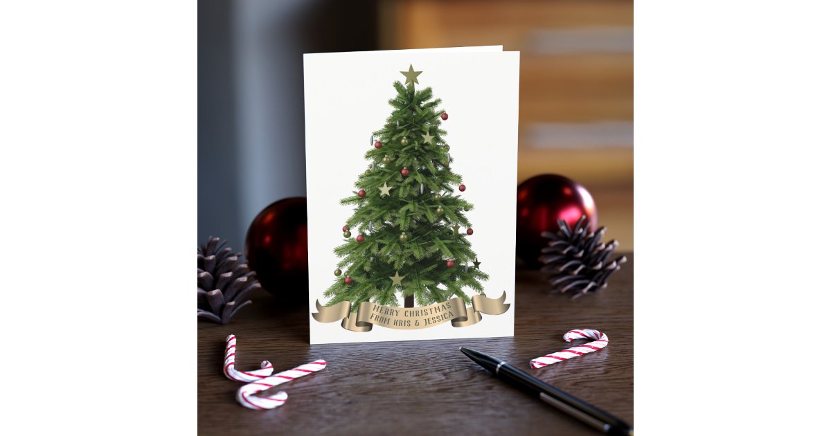 Custom Merry Christmas Tree Greeting Card | Zazzle