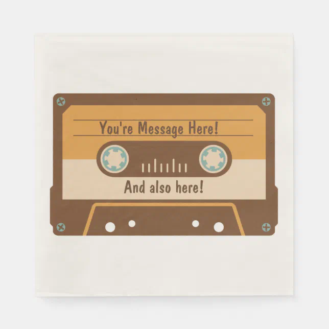 Custom Message Cassette Tape Paper Party Napkins | Zazzle