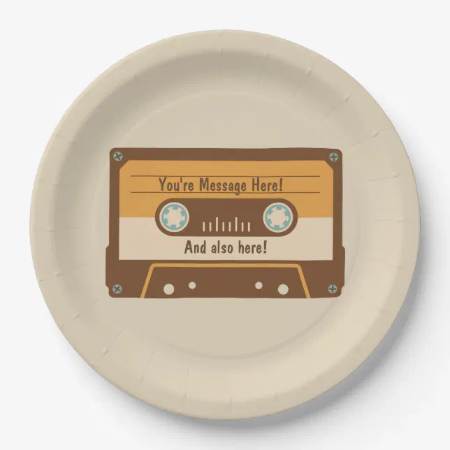 Custom Message Cassette Tape Paper Plates | Zazzle