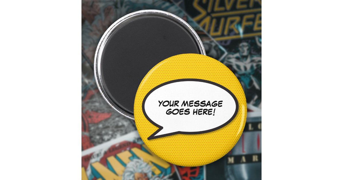 Custom Message Comic Book Speech Bubble Magnet | Zazzle