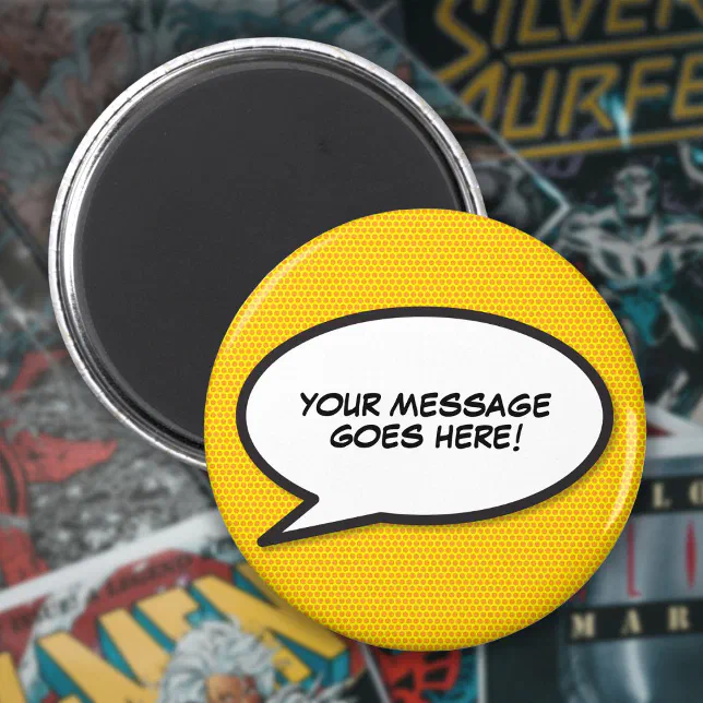 Custom Message Comic Book Speech Bubble Magnet | Zazzle
