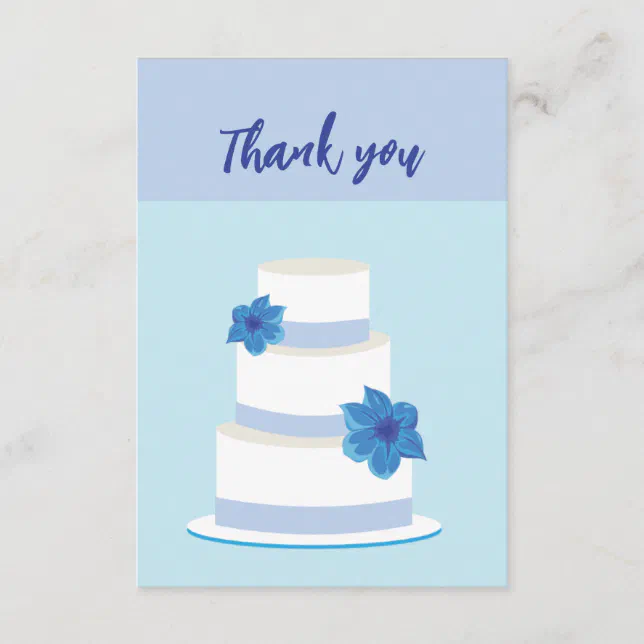 Custom Message Flat Wedding Cake Thank You Card | Zazzle
