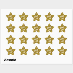 Custom Message Gold Star with Gold Glitter Texture Star Sticker | Zazzle