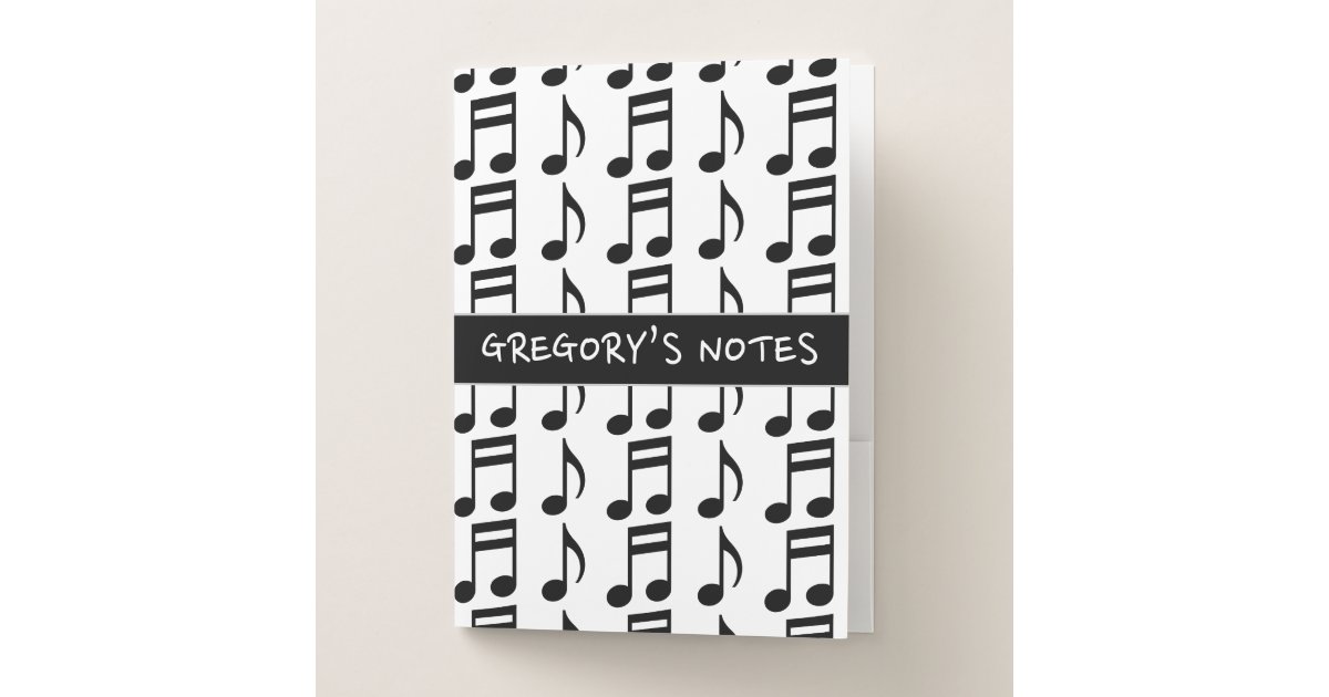 Custom Message + Grid of Musical Notes Pocket Folder | Zazzle