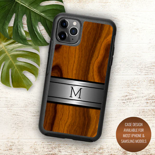 Custom Metal Modern Trendy Wood Grain Pattern Otterbox iPhone Case | Zazzle