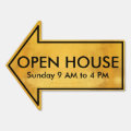 Custom Metallic Black + Gold Open House Arrow Yard Sign | Zazzle