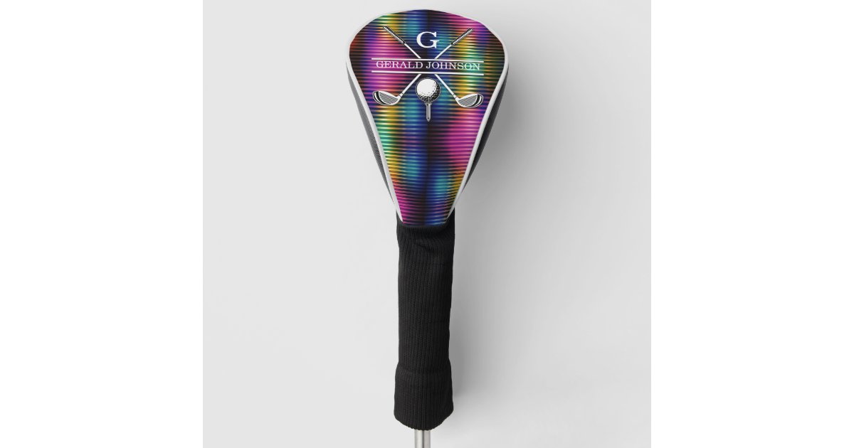 Custom Metallic Colorful Golf Monogram Design Golf Head Cover | Zazzle