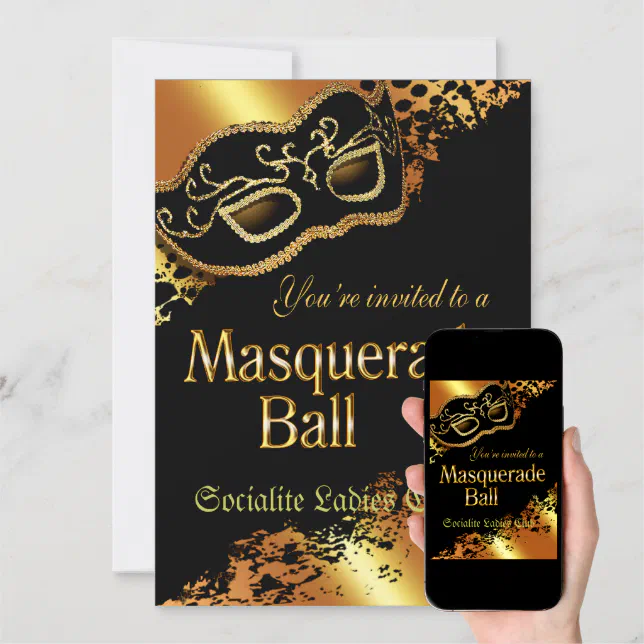 Custom Metallic Gold Masquerade Ball Invitation | Zazzle