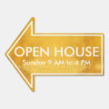 Custom Metallic Gold Open House Arrow Yard Stake Sign | Zazzle
