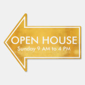 Custom Metallic Gold Open House Arrow Yard Stake Sign | Zazzle