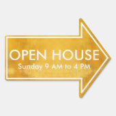 Custom Metallic Gold Open House Arrow Yard Stake Sign | Zazzle