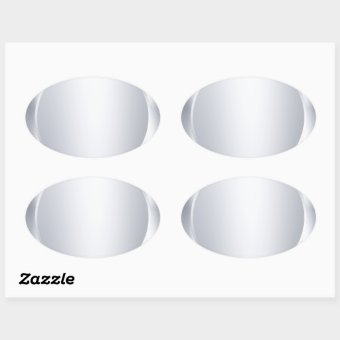 Custom Metallic Silver Look Blank Modern Template Oval Sticker | Zazzle