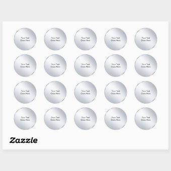 Custom Metallic Silver Template Add Your Text Classic Round Sticker ...