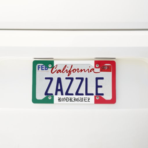 Custom Mexican Flag Last Name License Plate Frame | Zazzle
