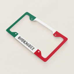 Custom Mexican Flag Last Name License Plate Frame | Zazzle