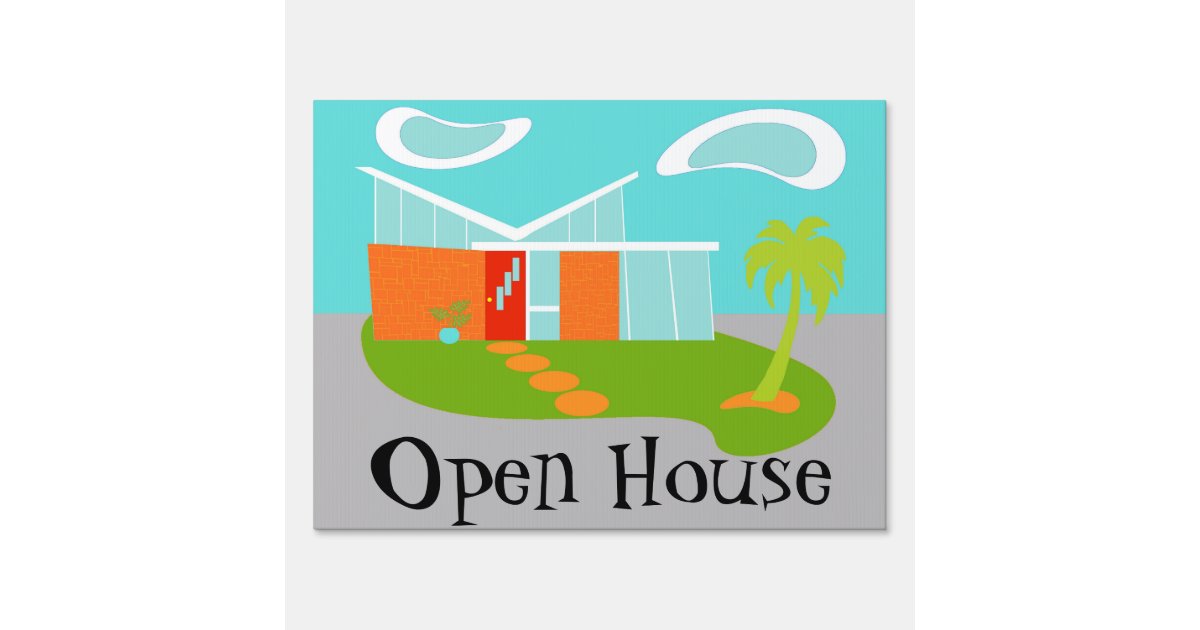 Custom Mid Century Modern Cartoon House Yard Sign | Zazzle