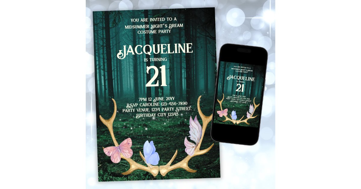 Custom Midsummer Nights Dream 21st Birthday Invitation | Zazzle