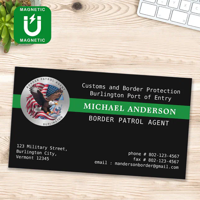 Custom Military Police Game Warden Border Patrol Business Card Magnet ...