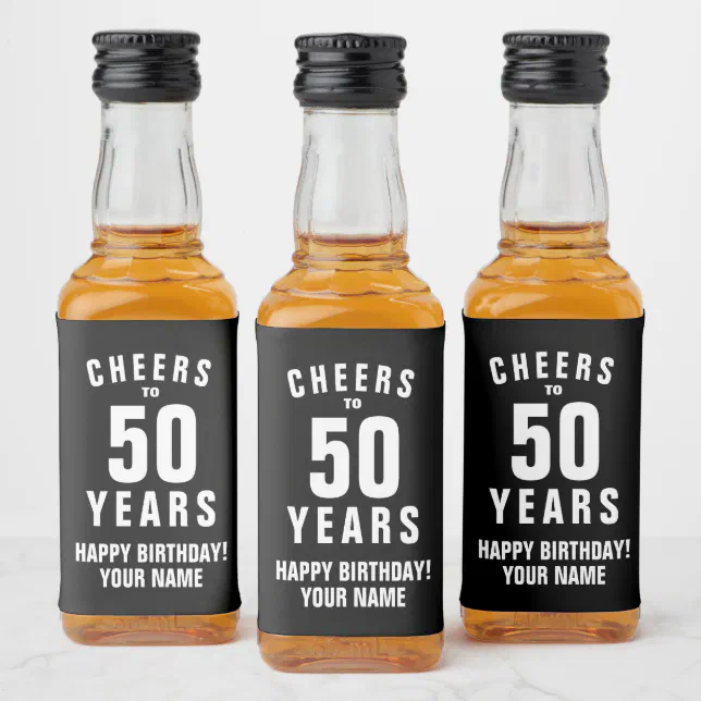 Custom mini Liquor Bottle Labels for 50th Birthday | Zazzle
