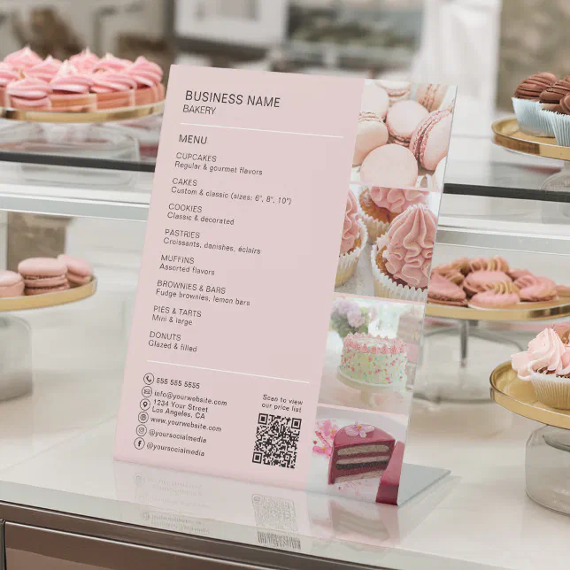 Custom Minimal Bakery Confectionery Cake Shop Pedestal Sign | Zazzle