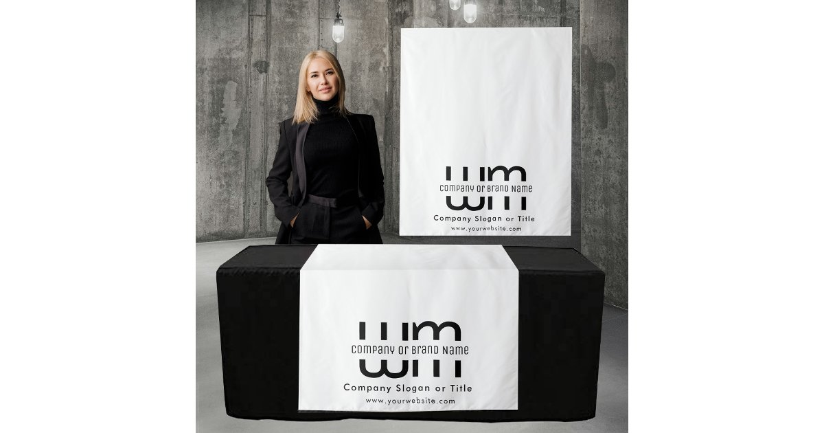 Custom Minimal Business Table Runner Banner White Tapestry | Zazzle