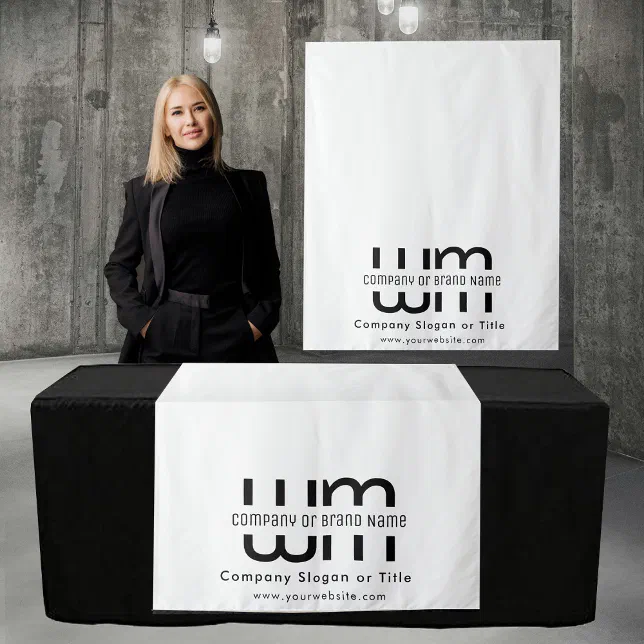 Custom Minimal Business Table Runner Banner White Tapestry | Zazzle