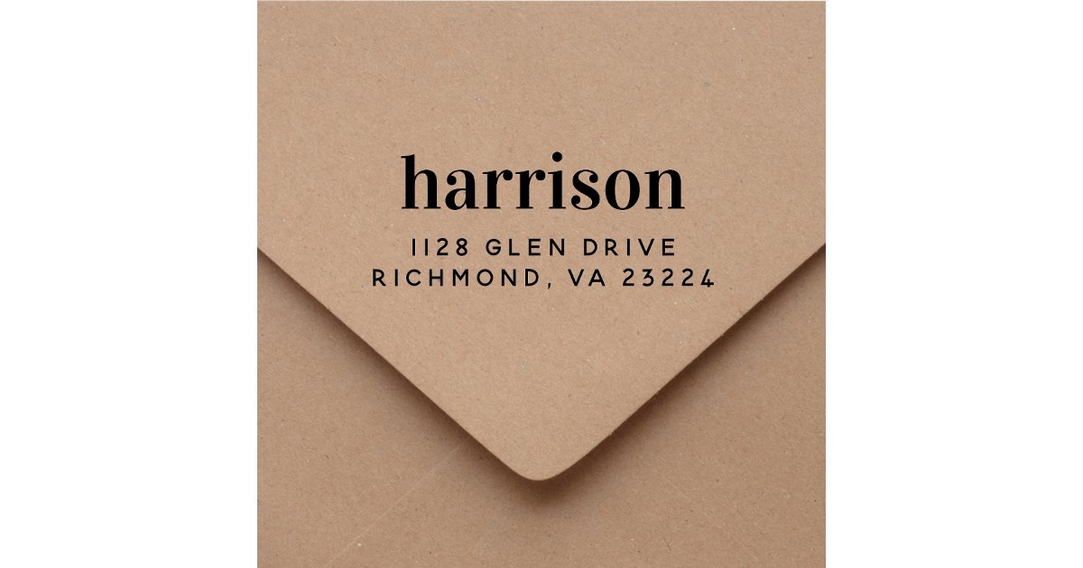 Custom Minimal Modern Typography Return Address Rubber Stamp | Zazzle