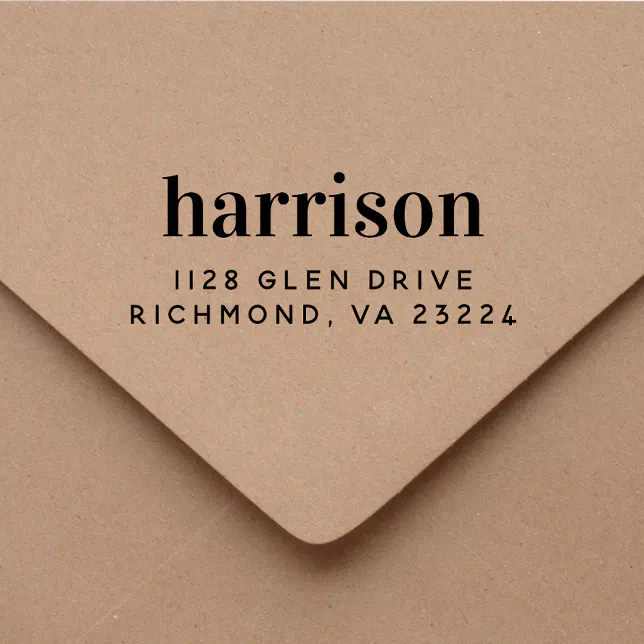 Custom Minimal Modern Typography Return Address Rubber Stamp | Zazzle