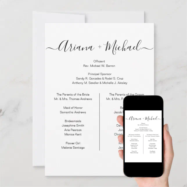 Custom Minimalist Black White Simple bridal party Announcement | Zazzle