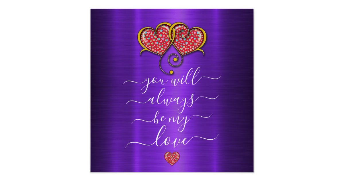 Custom Minimalist Interlocked Hearts Design Poster | Zazzle