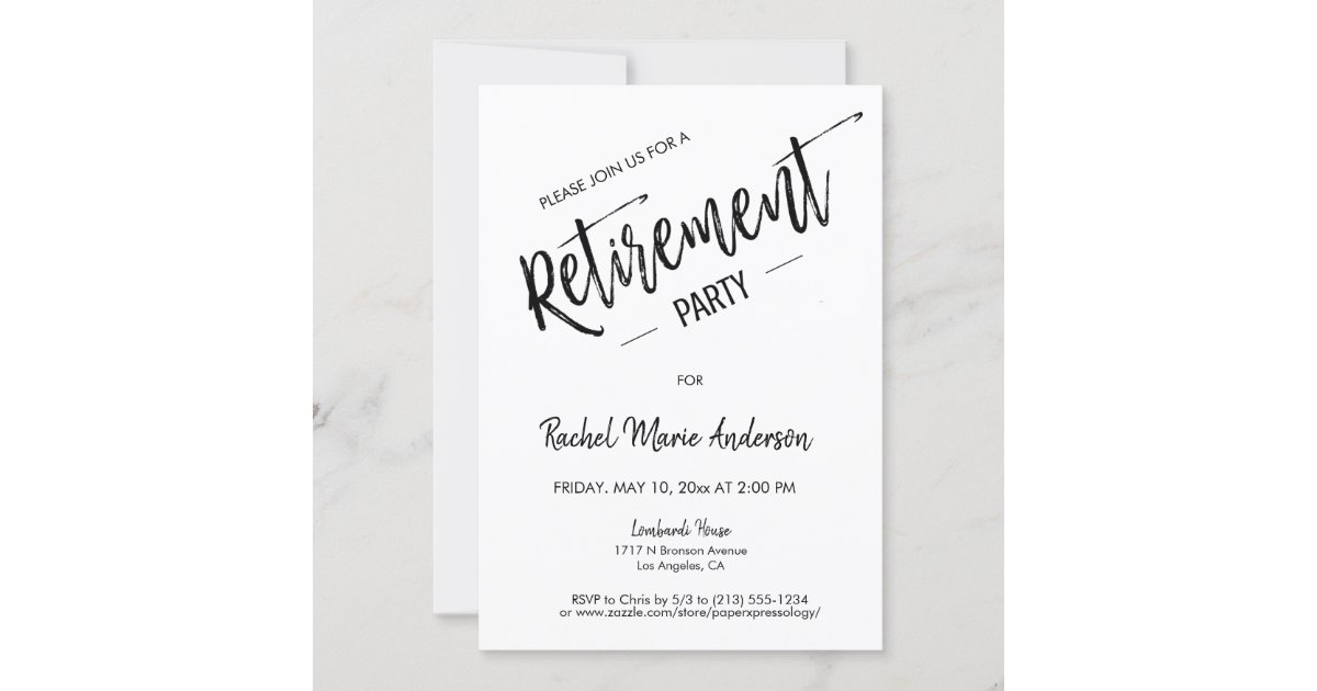 Custom Minimalist Simple Script Retirement Party Invitation | Zazzle