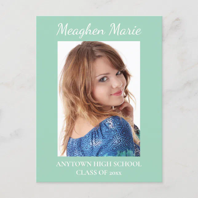 Custom Mint Green Photo Graduation Party Invite | Zazzle