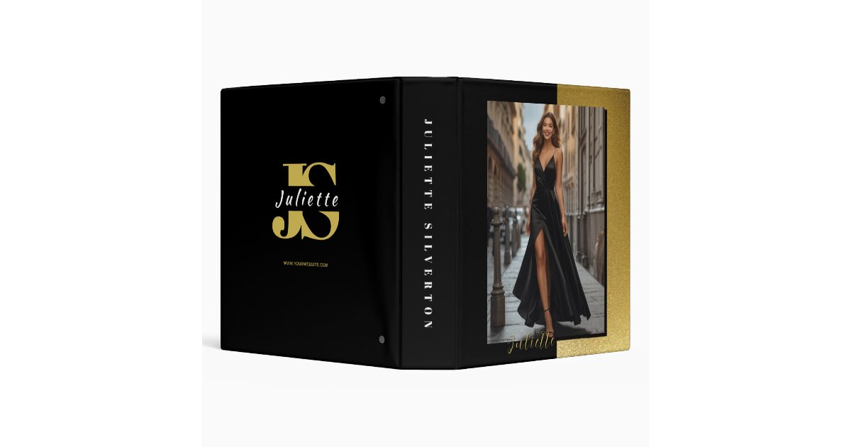 Custom Modeling Photo Portfolio | Gold Shimmer 3 Ring Binder | Zazzle