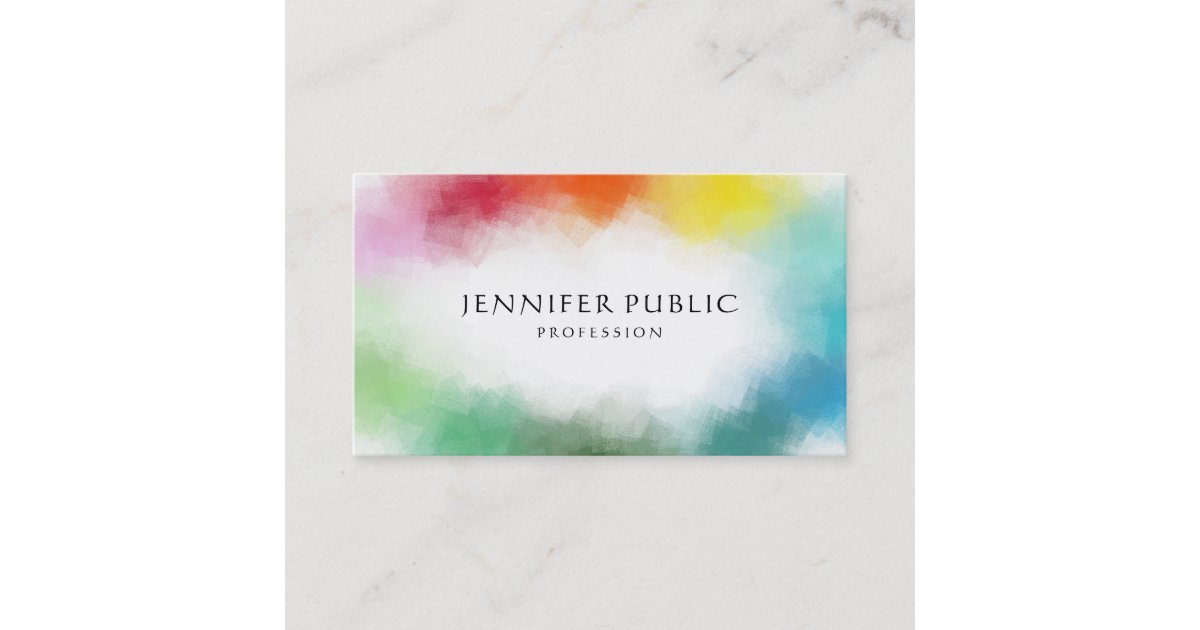Custom Modern Abstract Art Elegant Rainbow Colors Business Card | Zazzle