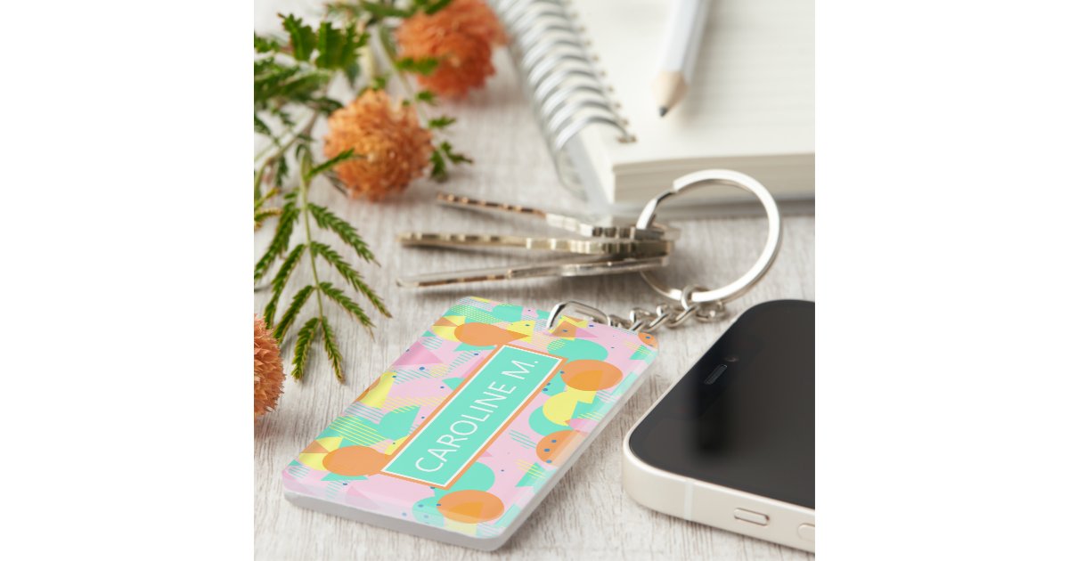 Custom Modern Abstract Geometric Hip 50s Pattern Keychain | Zazzle
